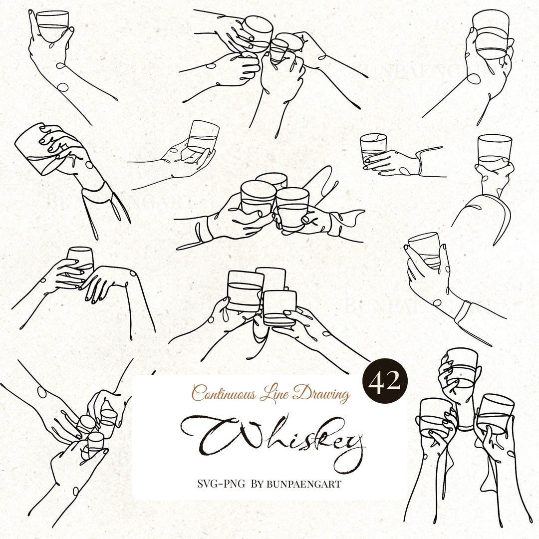 Whiskey Line Art, Minimalist Whiskey Line Art SVG, Whiskey SVG, Hand ...