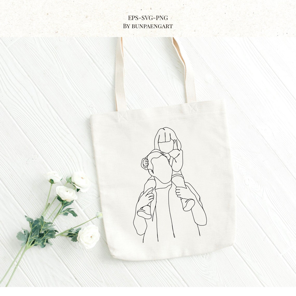 Father Line Art, Dad and Baby Line Art, Father SVG, Abstract Father ...