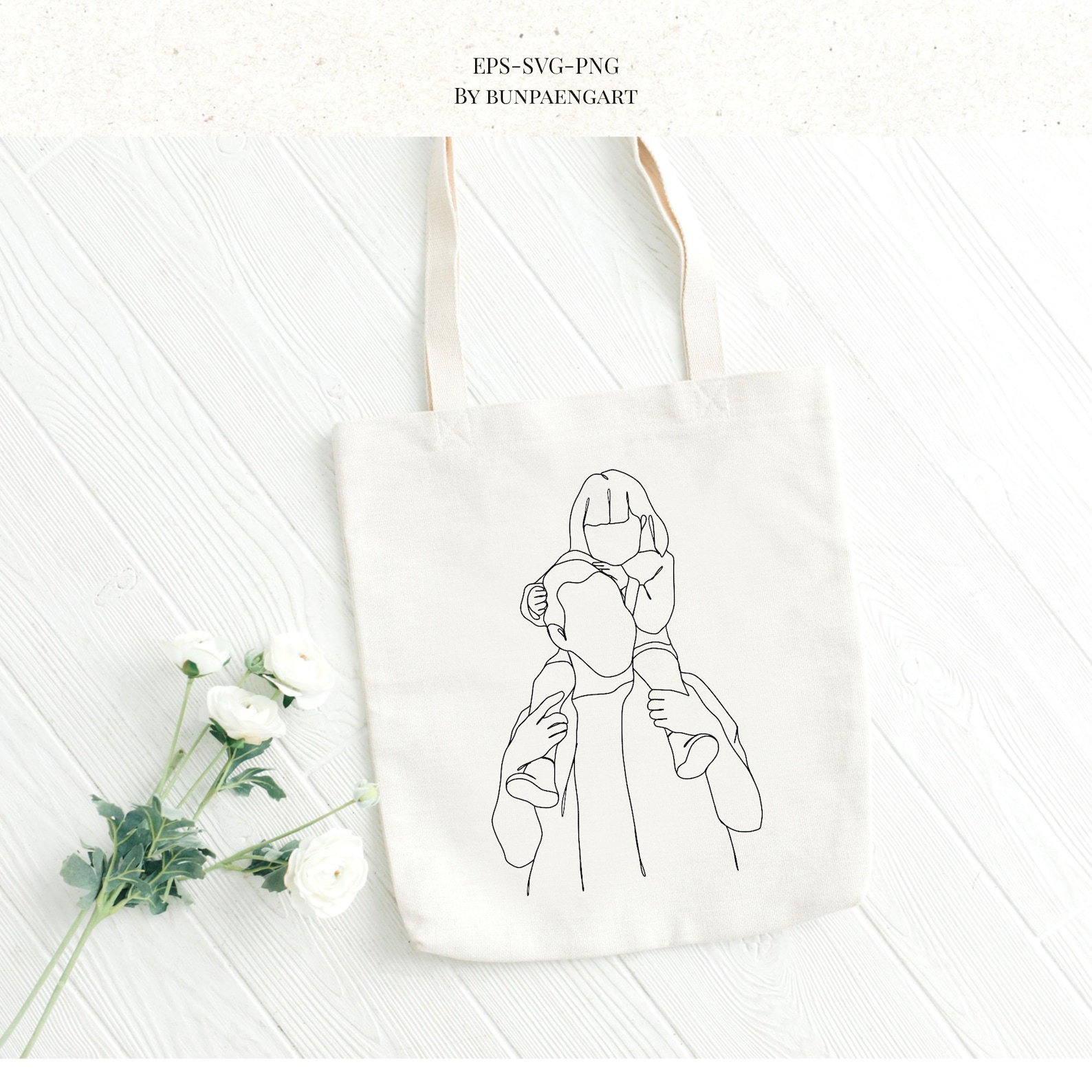 Father Line Art, Dad and Baby Line Art, Father SVG, Abstract Father ...