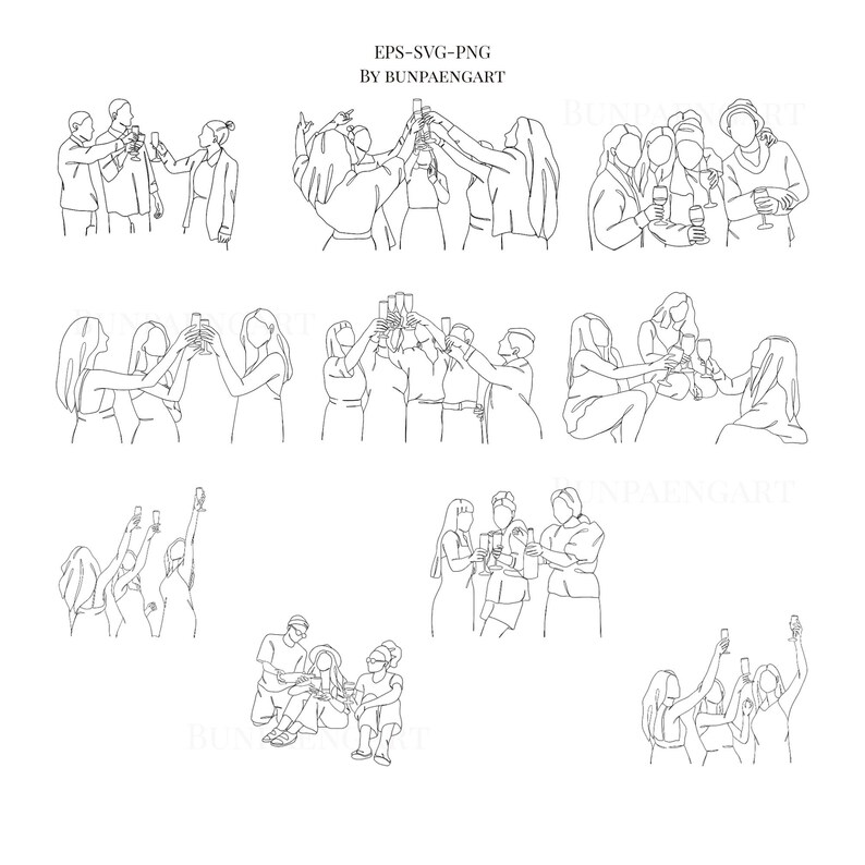 Celebration Line Art, Celebration Svg, Party Clipart, Female Line Art ...