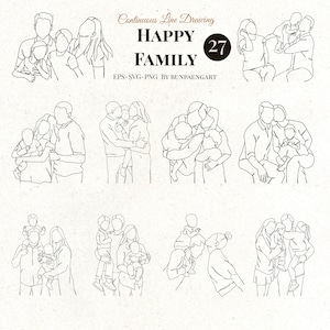Happy Family Clipart, Abstract Family Line Art, Family Line Drawing ...