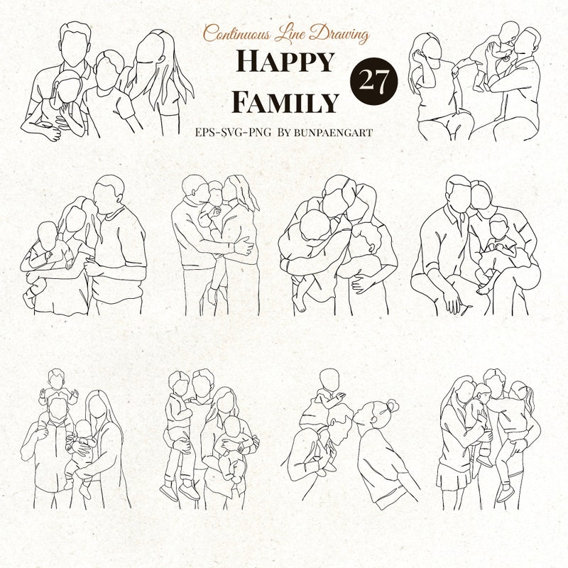 Family Line Drawing - Etsy