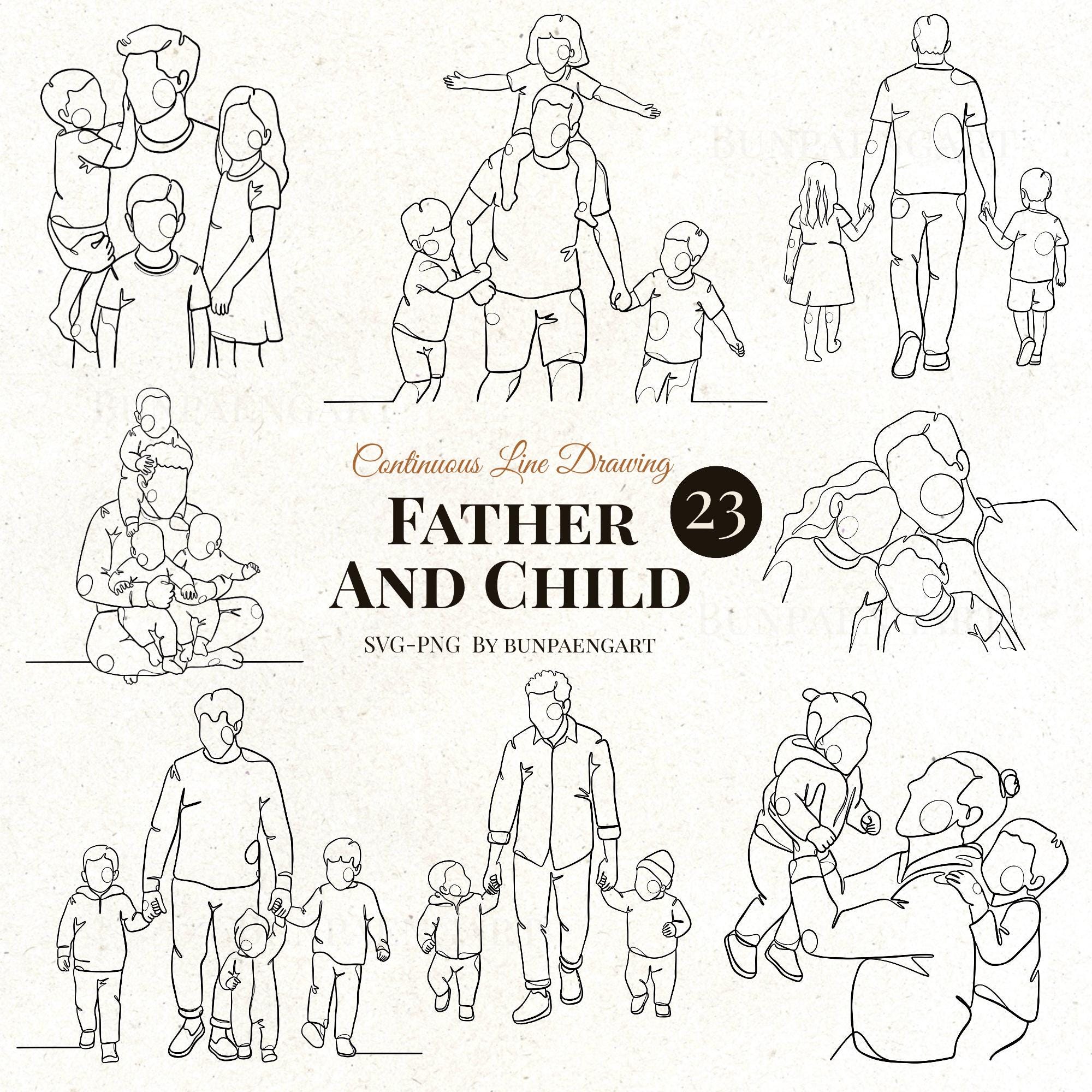 Father and Child SVG Bundle, Father Line Art, Dad and Baby Line Art ...