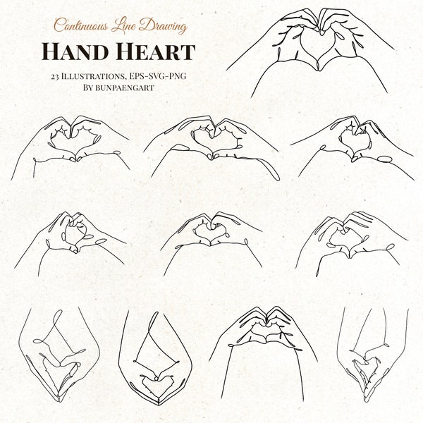 Hand Making Heart Line Drawing - Etsy
