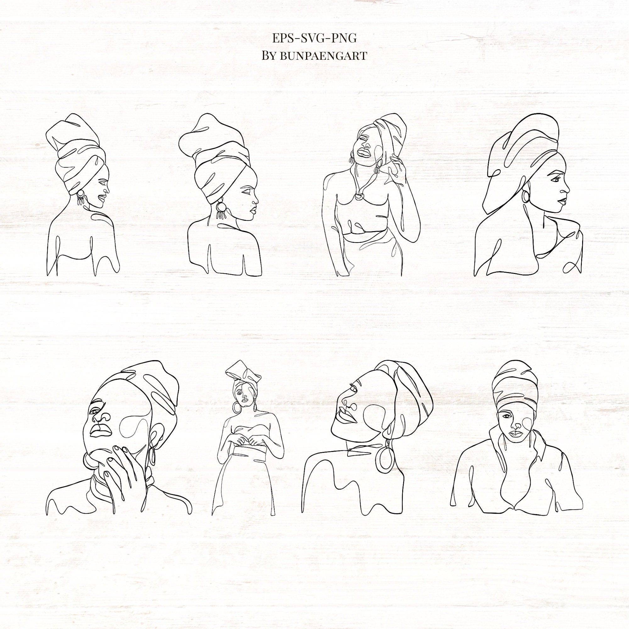 Woman With Turban Svg, Abstract Woman Clipart, Black Woman SVG, Woman ...