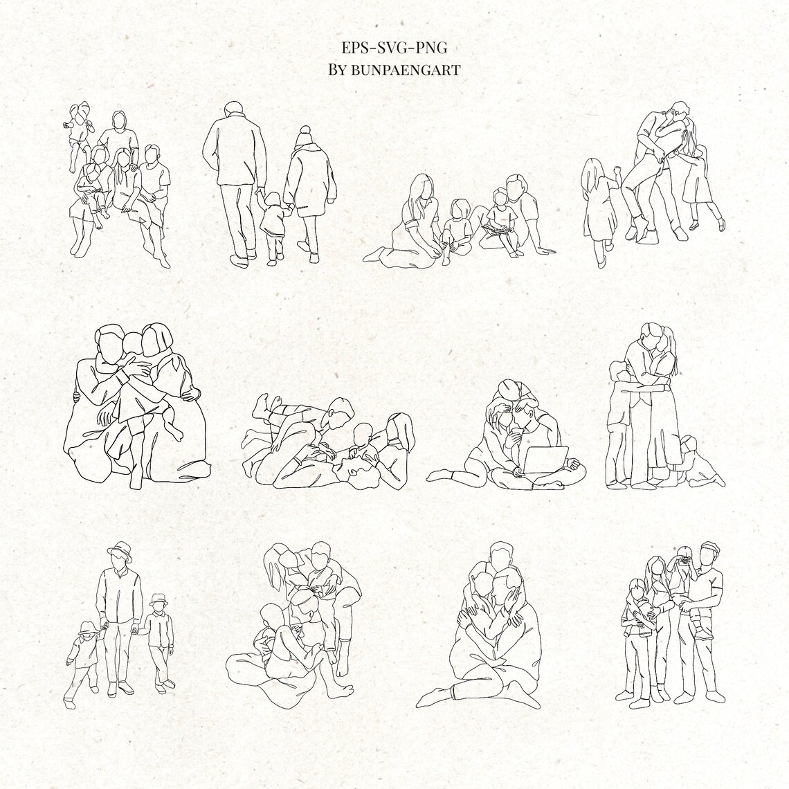 Family Clipart, Abstract Family Line Art, Family Line Drawing, Family ...