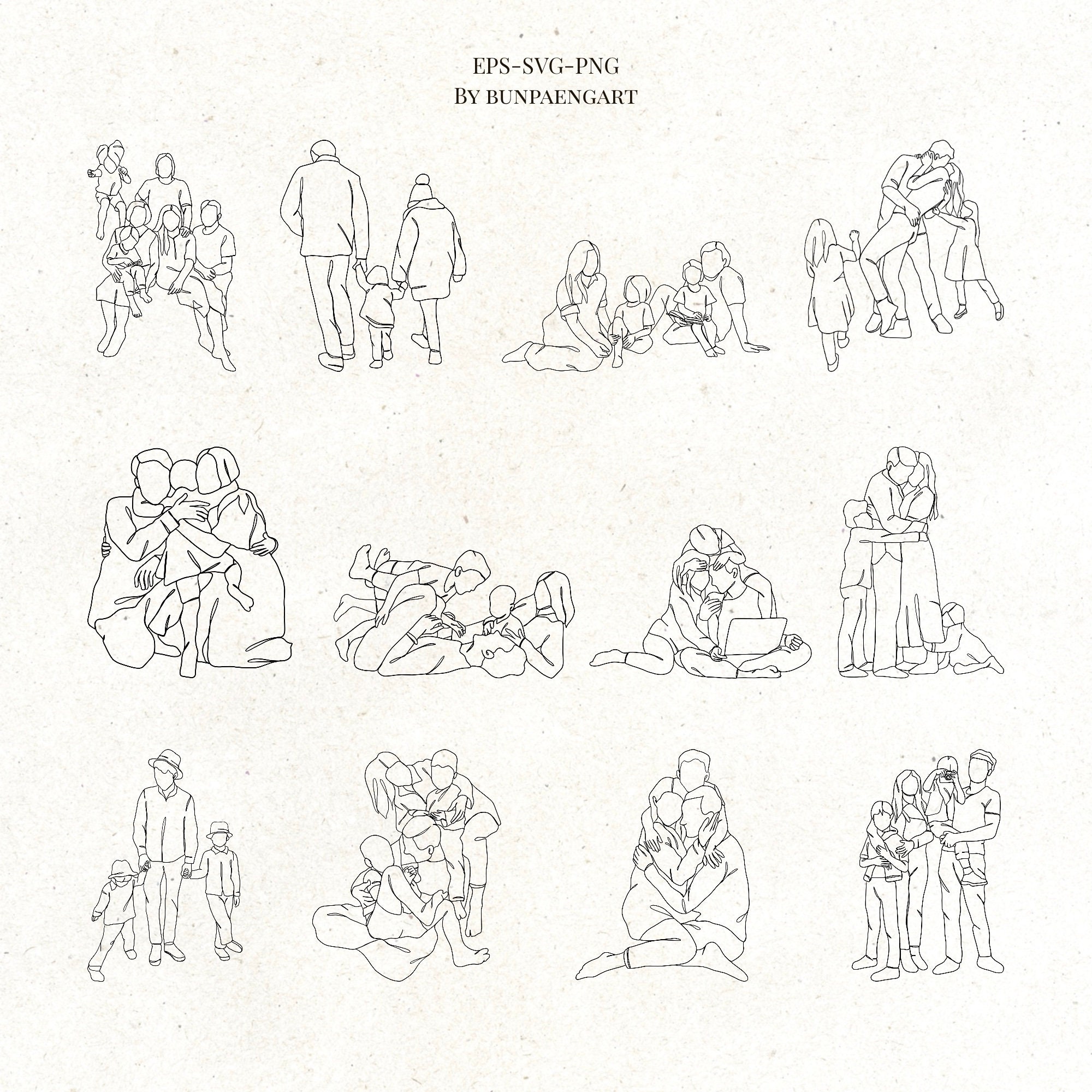 Family Clipart, Abstract Family Line Art, Family Line Drawing, Family ...