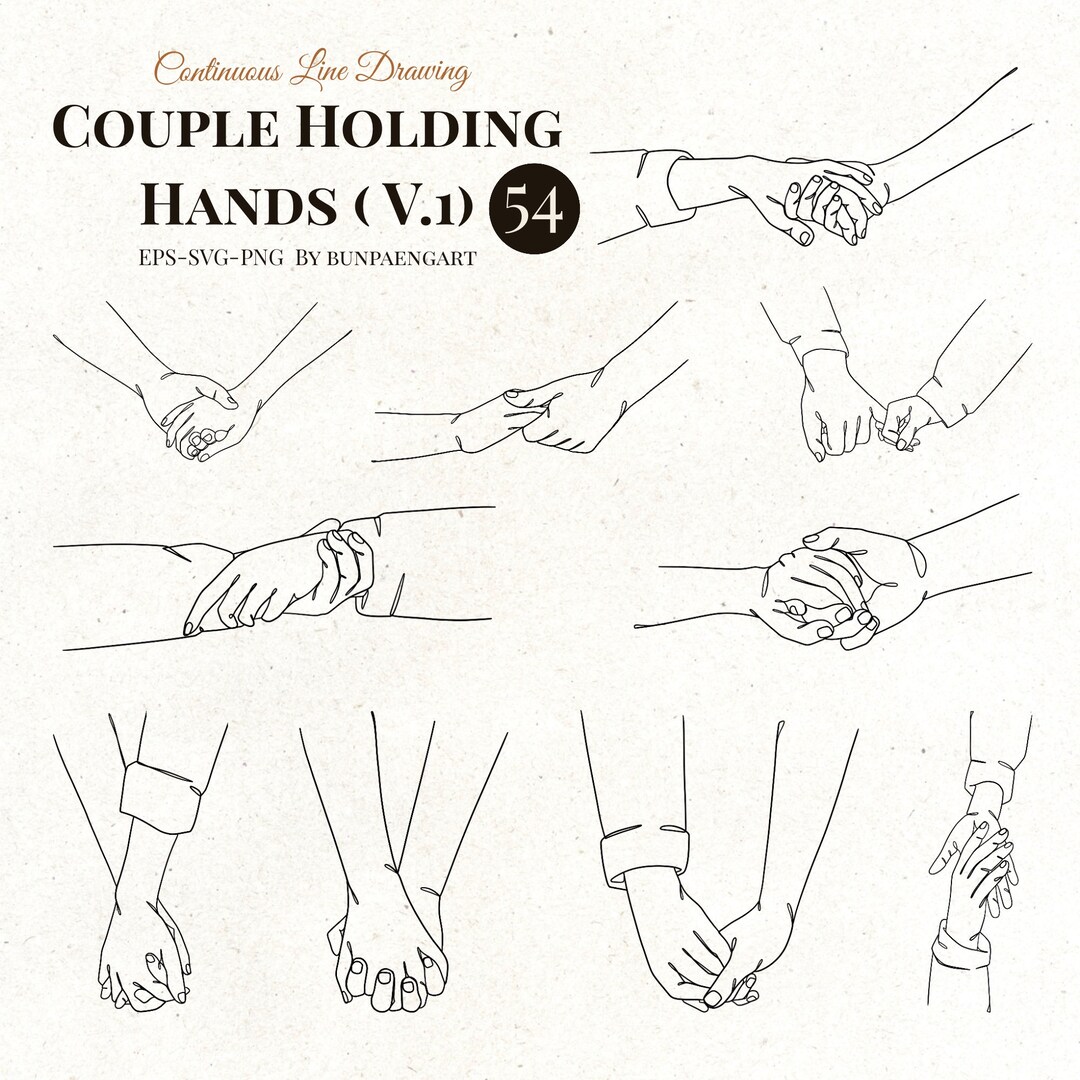 Couple Hands Line Art, Holding Hands SVG, Hand Line Art, Hand SVG, Love ...