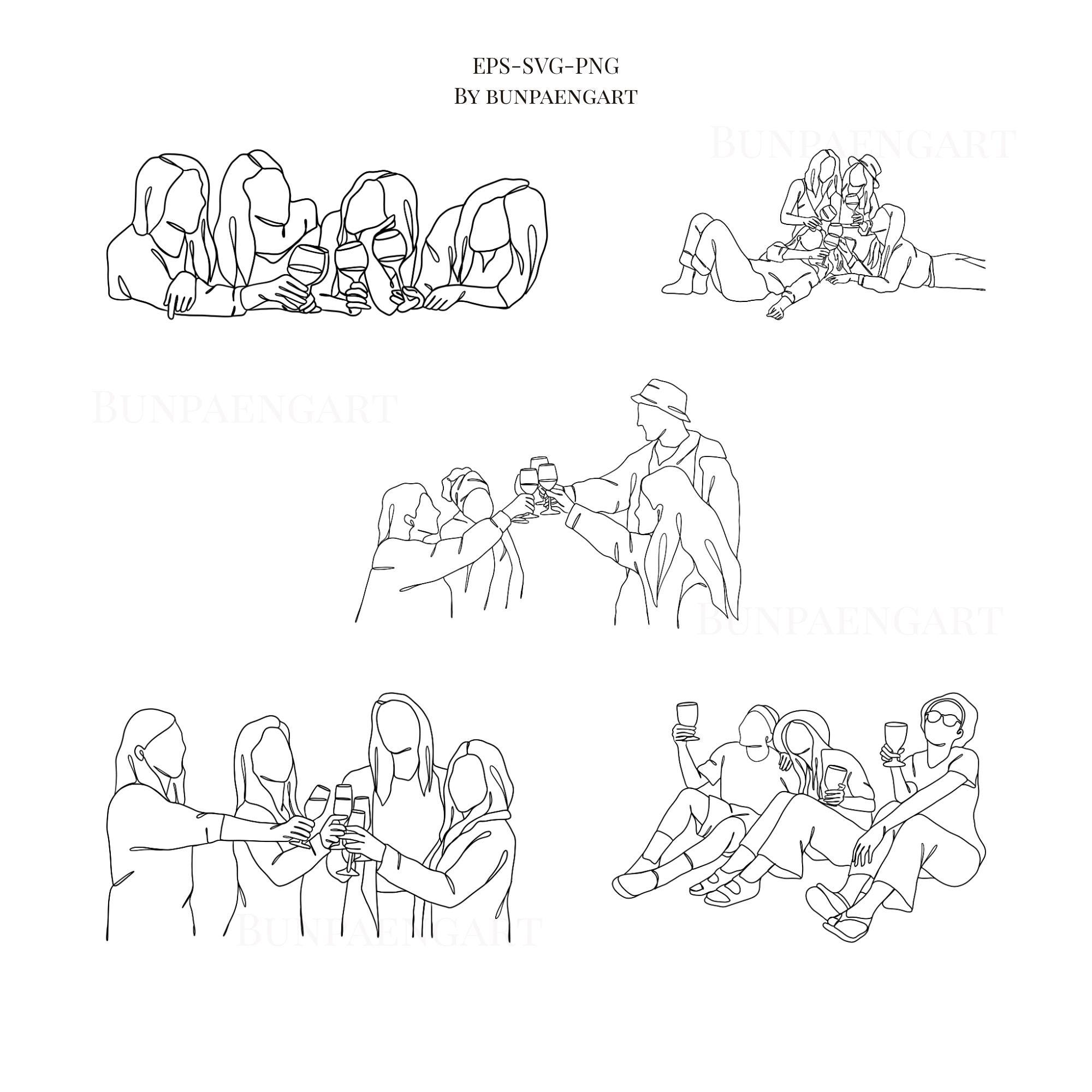 Celebration Line Art, Celebration Svg, Party Clipart, Female Line Art ...