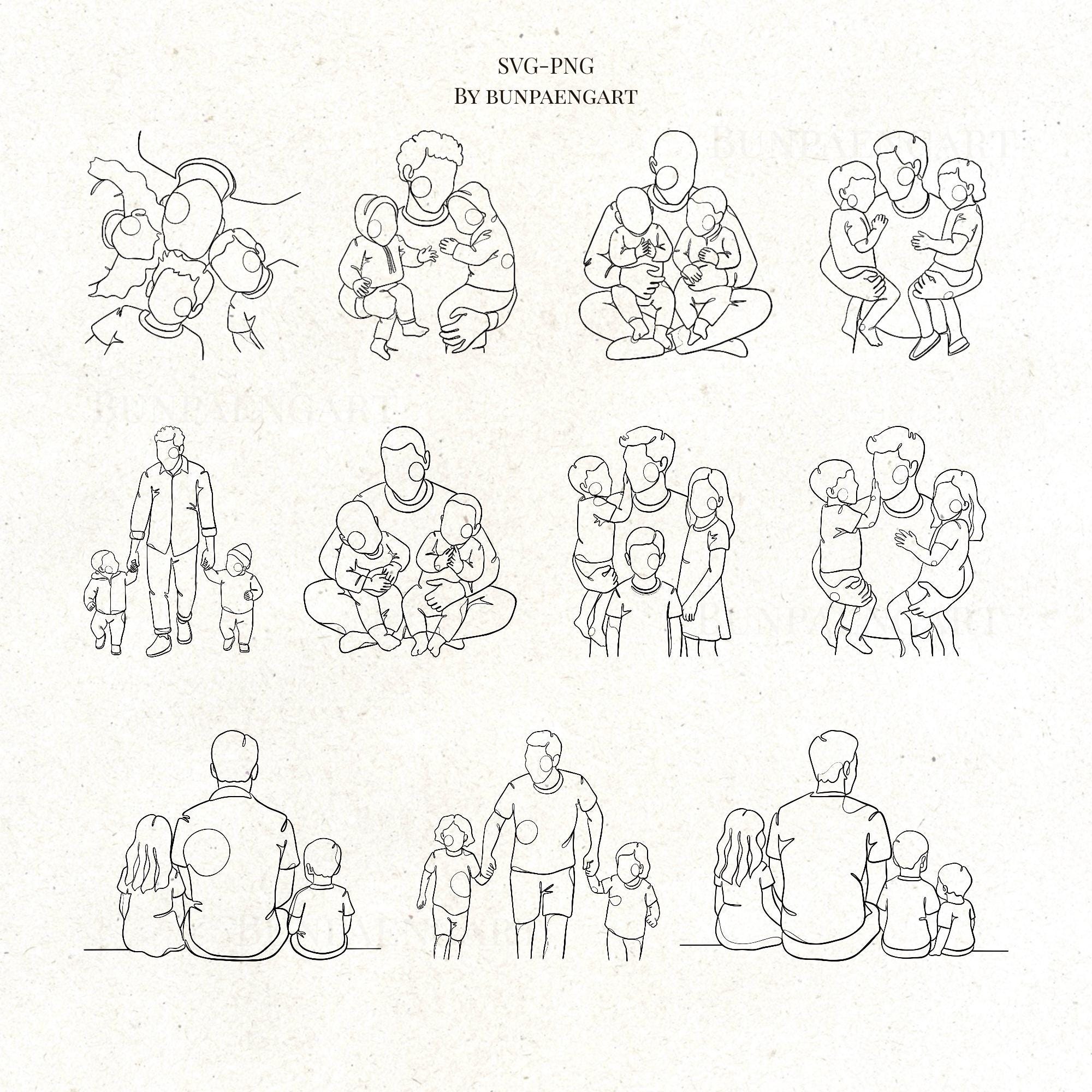 Father and Child SVG Bundle, Father Line Art, Dad and Baby Line Art ...