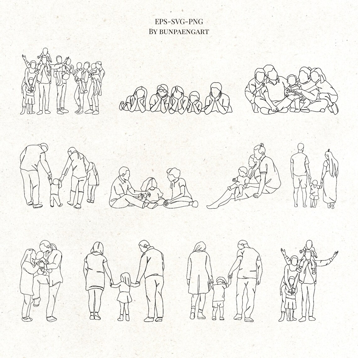 Family Clipart, Abstract Family Line Art, Family Line Drawing, Family ...