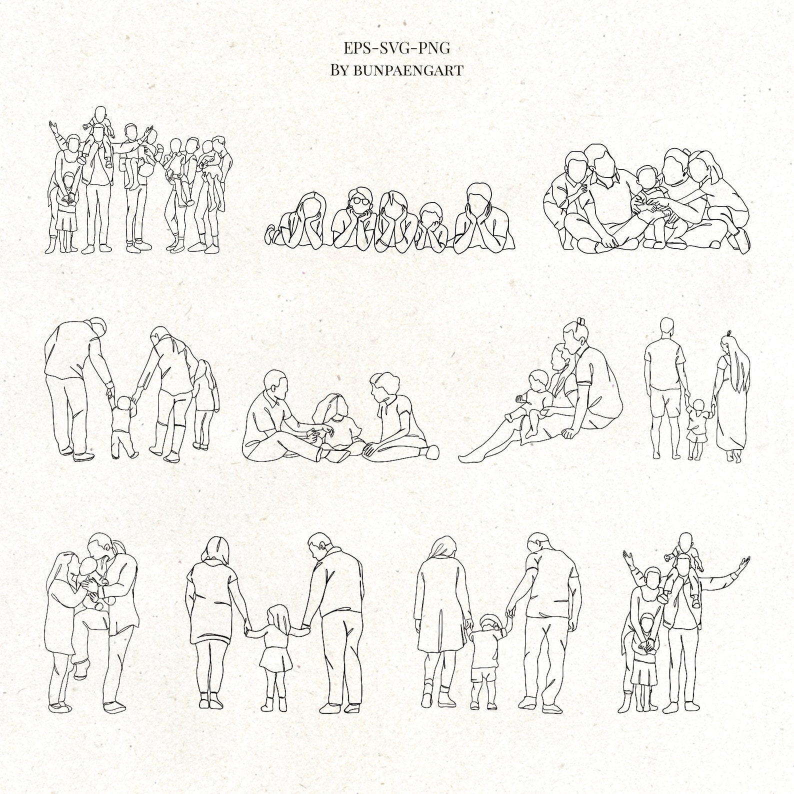 Family Clipart, Abstract Family Line Art, Family Line Drawing, Family ...