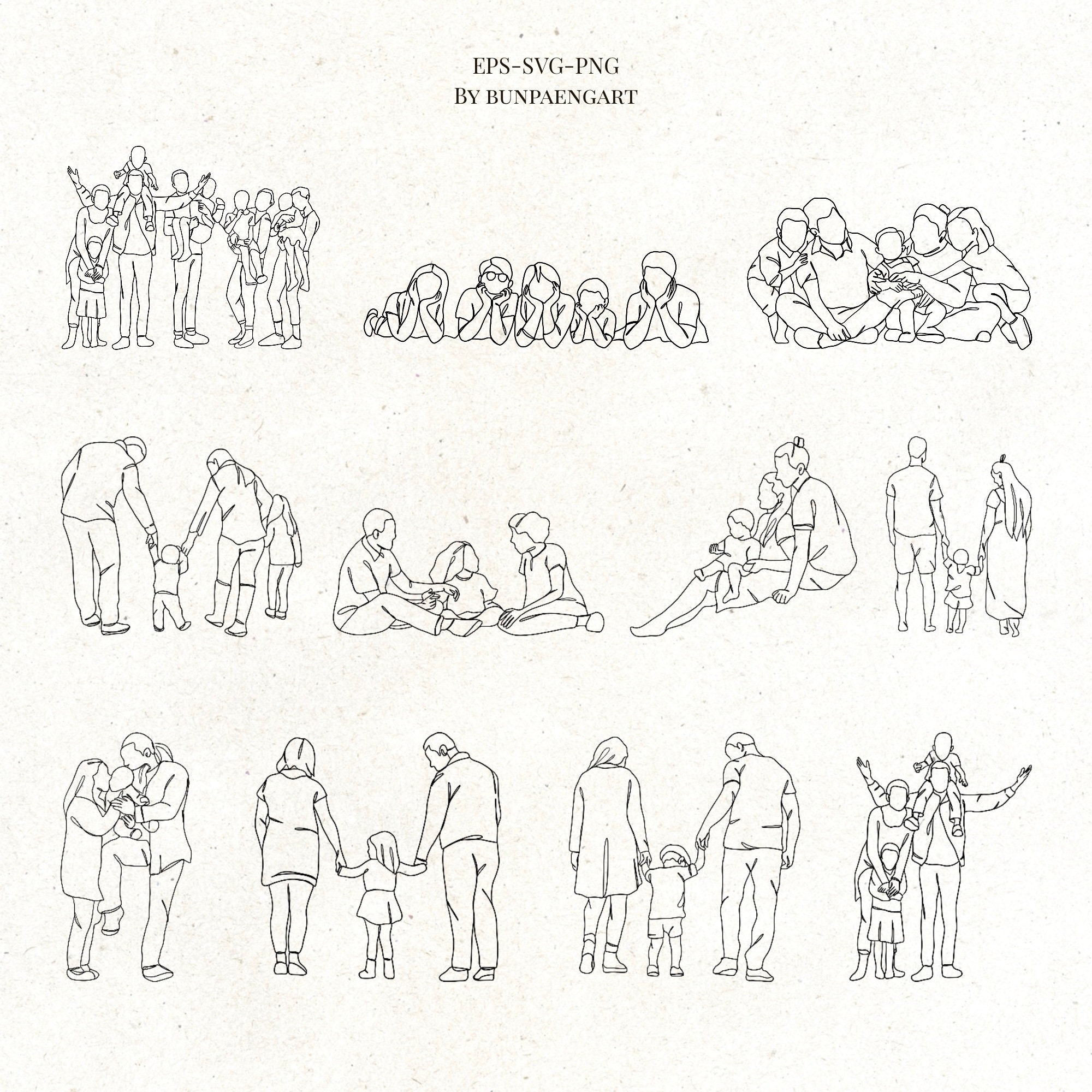 Family Clipart, Abstract Family Line Art, Family Line Drawing, Family ...