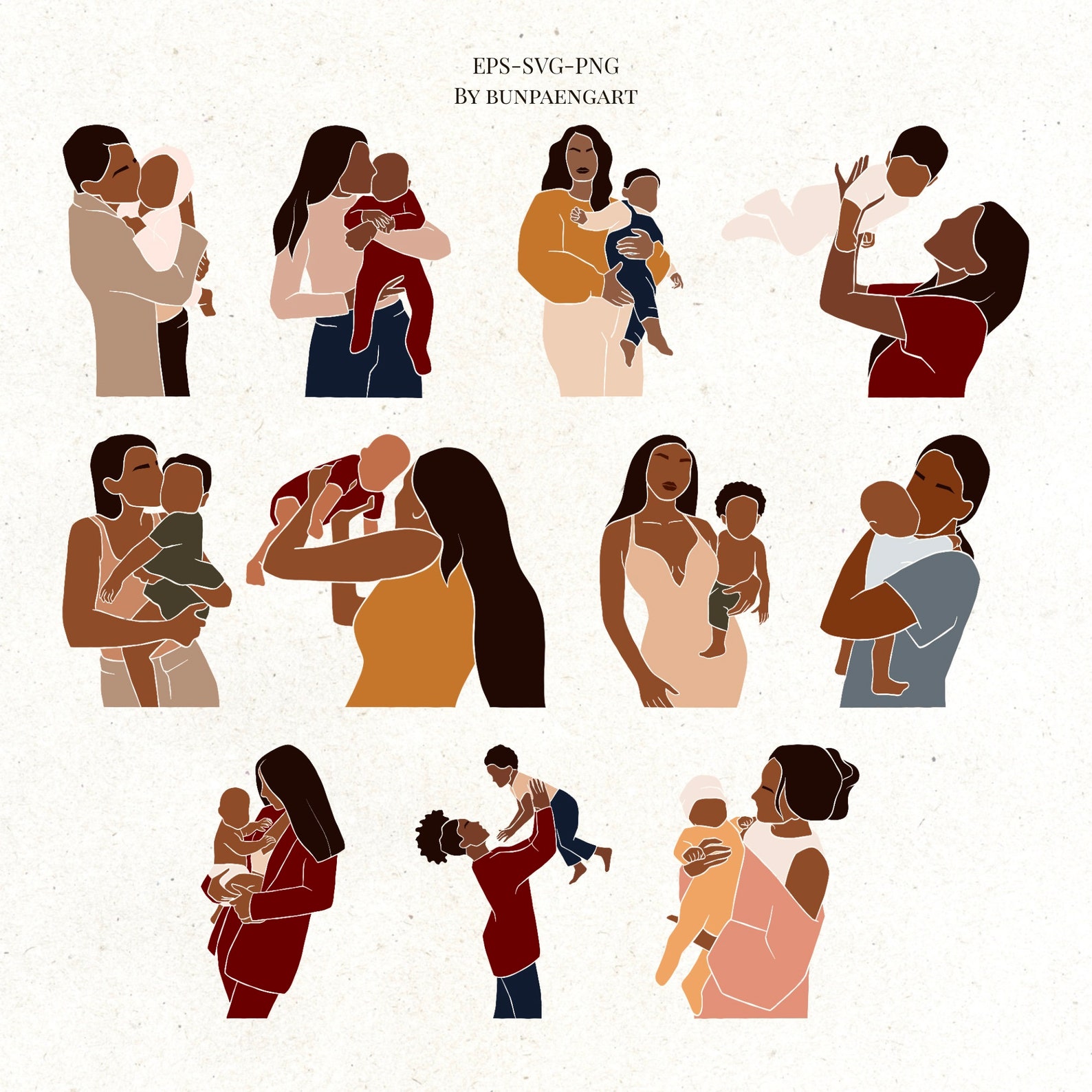 Mother SVG, Abstract Mother Clipart, Abstract Mother SVG, Mother With ...