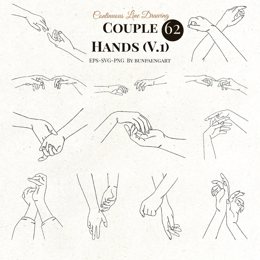 Couple Hands Line Art, Holding Hands SVG, Hand Line Art, Hand SVG, Love ...
