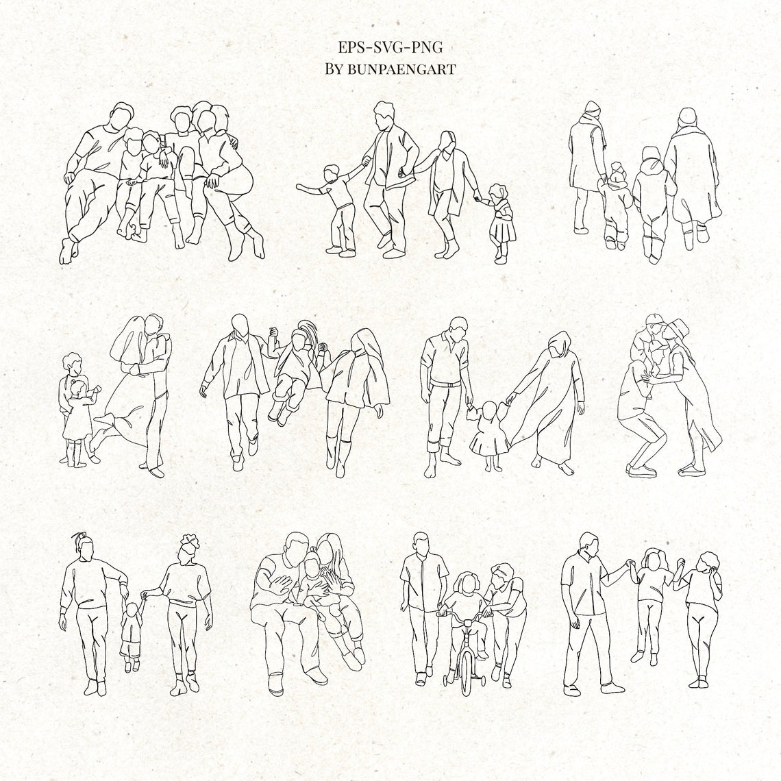 Family Clipart, Abstract Family Line Art, Family Line Drawing, Family ...