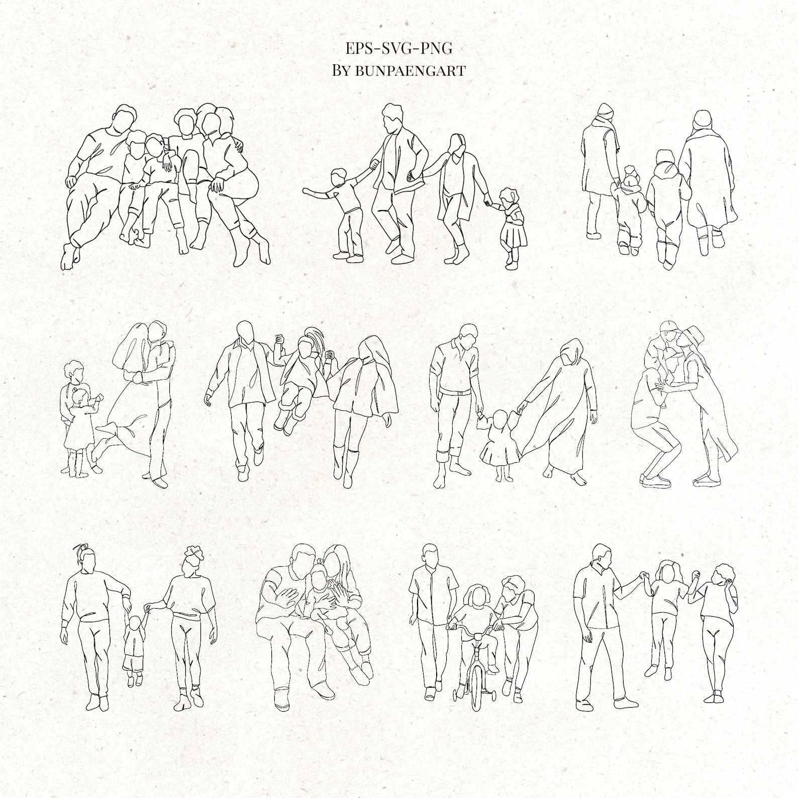 Family Clipart, Abstract Family Line Art, Family Line Drawing, Family ...