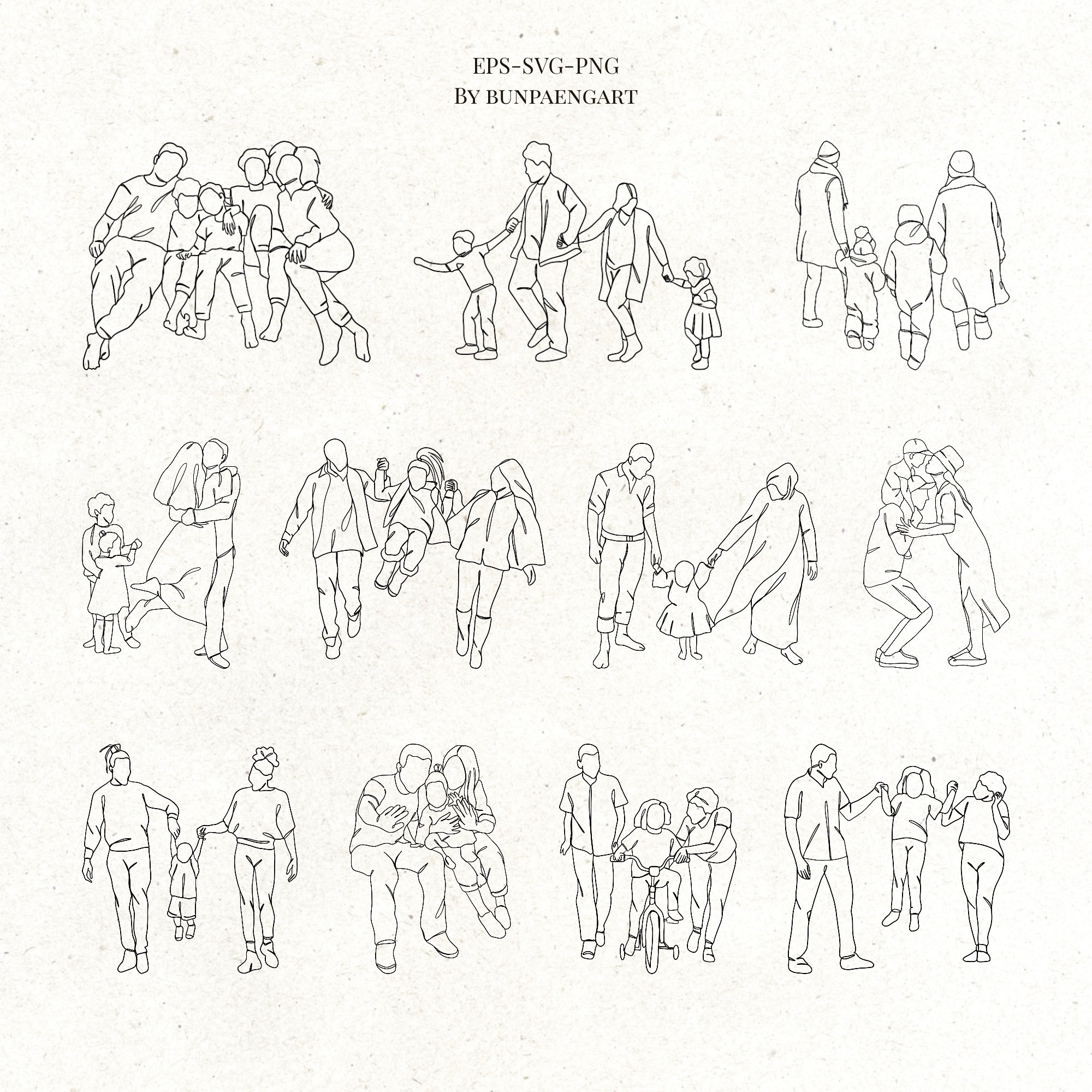 Family Clipart, Abstract Family Line Art, Family Line Drawing, Family ...