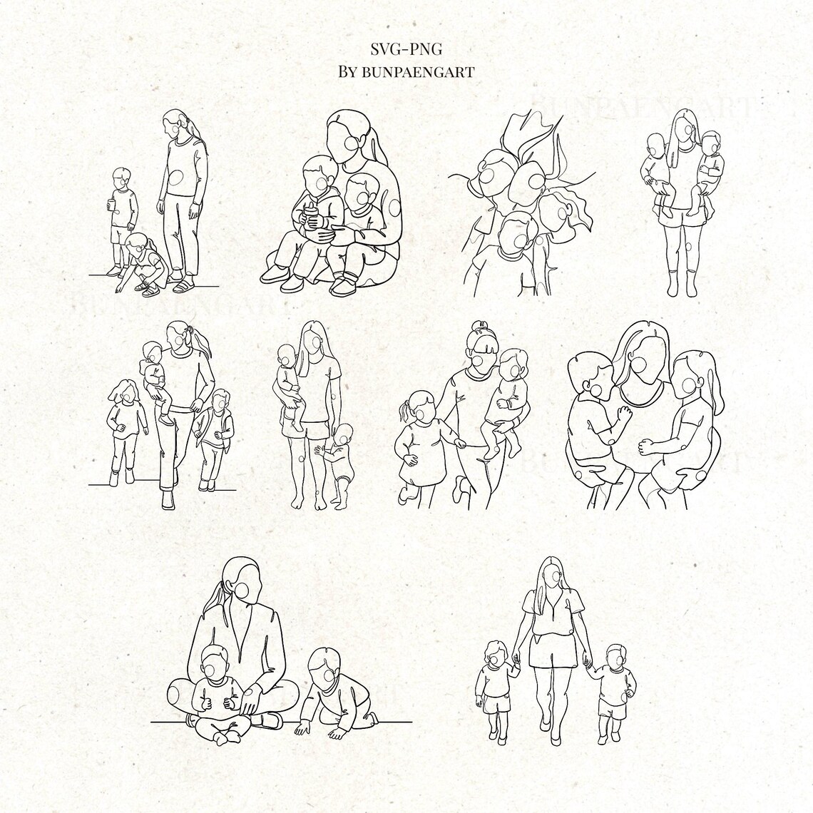 Mother and Child SVG Bundle, Mother Line Art, Mom and Baby Line Art ...