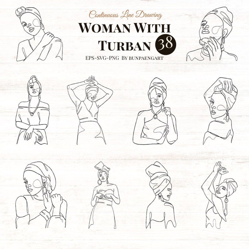 Woman With Turban Svg, Abstract Woman Clipart, Black Woman SVG, Woman ...