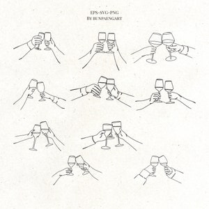 Wine SVG, Wine Glass Clipart, Hand Cheering Glasses, Wine Print Fine ...