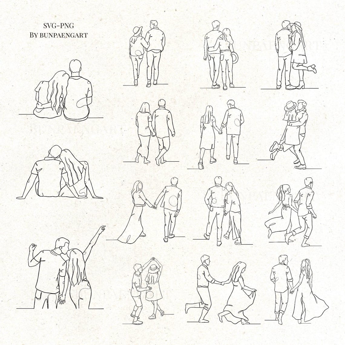 Romantic Couple Line Art, Couple Line Art, Love Couple SVG, Valentine ...