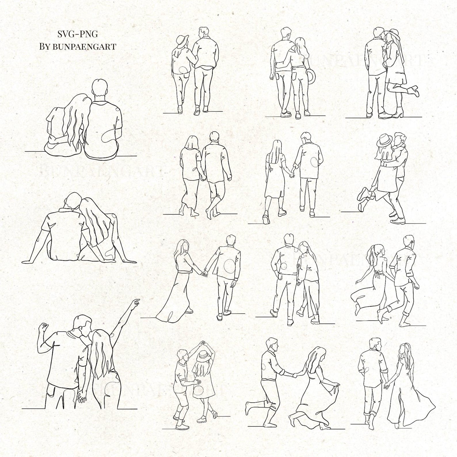 Romantic Couple Line Art, Couple Line Art, Love Couple SVG, Valentine ...