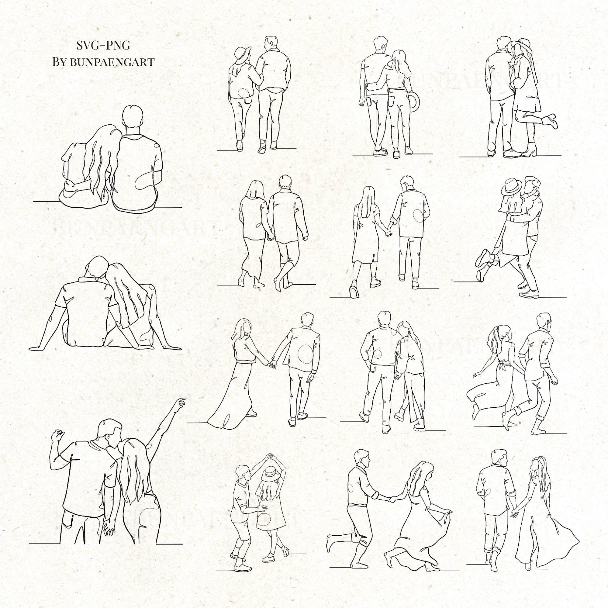 Romantic Couple Line Art, Couple Line Art, Love Couple SVG, Valentine ...