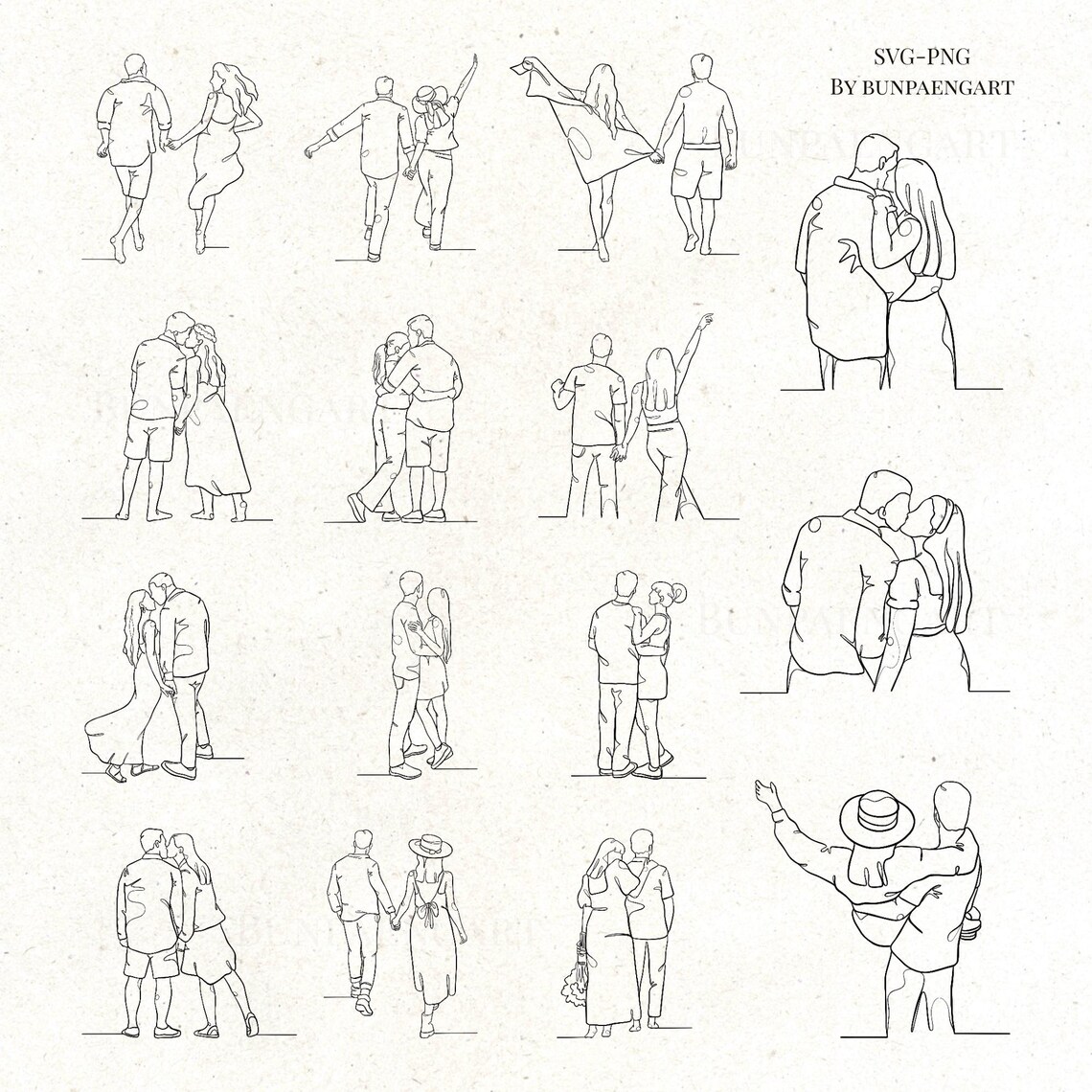 Romantic Couple Line Art, Couple Line Art, Love Couple SVG, Valentine ...