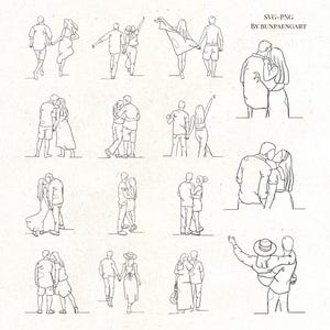 Romantic Couple Line Art, Couple Line Art, Love Couple SVG, Valentine ...