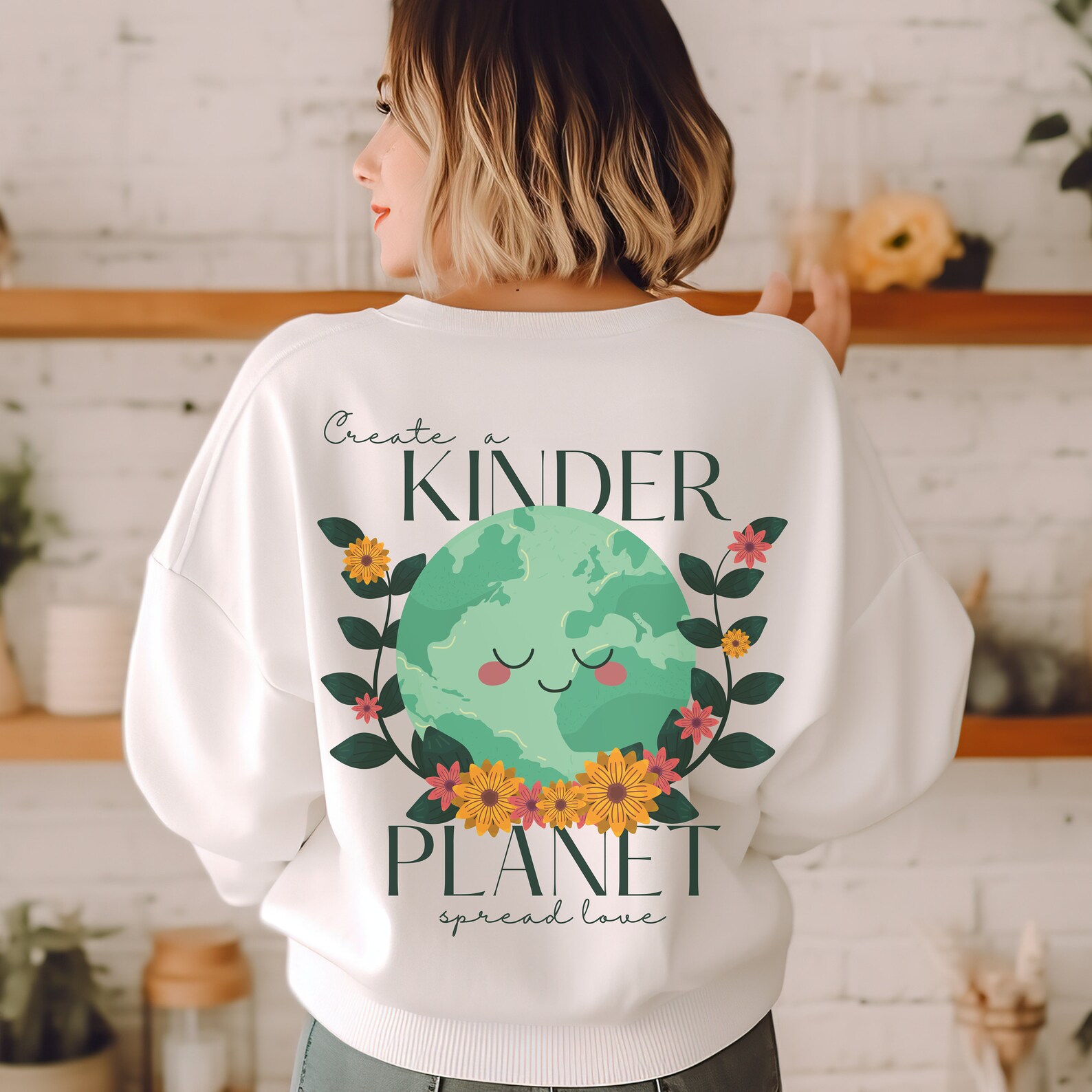 Create A Kinder Planet Earth Day Sweatshirt Environmentally Conscious ...