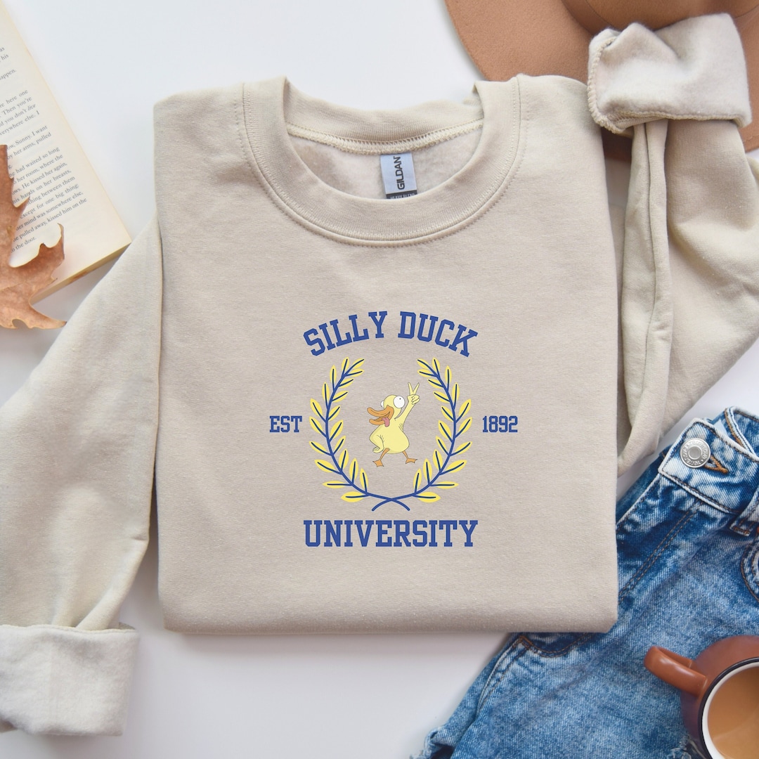 Funny Sweatshirt Funny Silly Duck Sweatshirt Gag Gift Funny Birthday ...