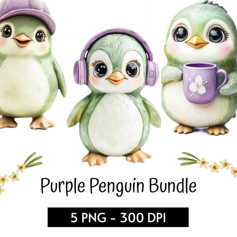 Cute Penguin Clipart - Etsy