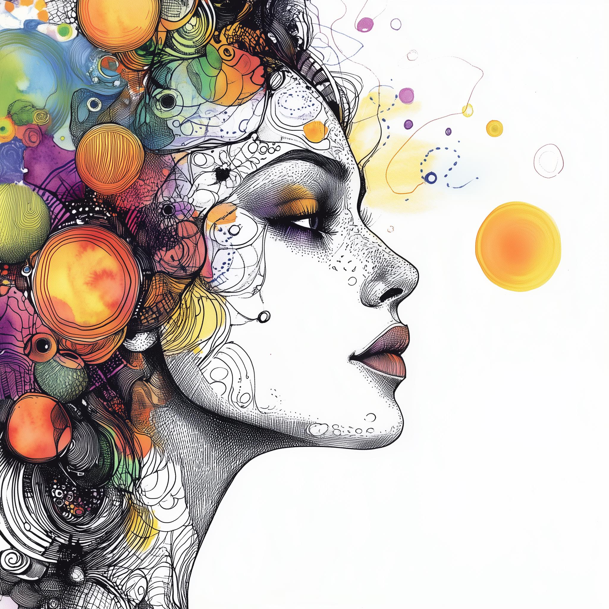 Female Face Line Art - Bright Neon PNG Clipart Bundle (digital Download ...