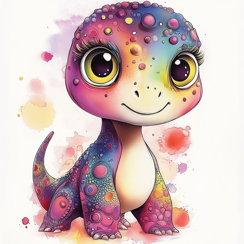 Cute Colorful Dinosaurs PNG Clipart Bundle, Baby Dino Art (digital ...