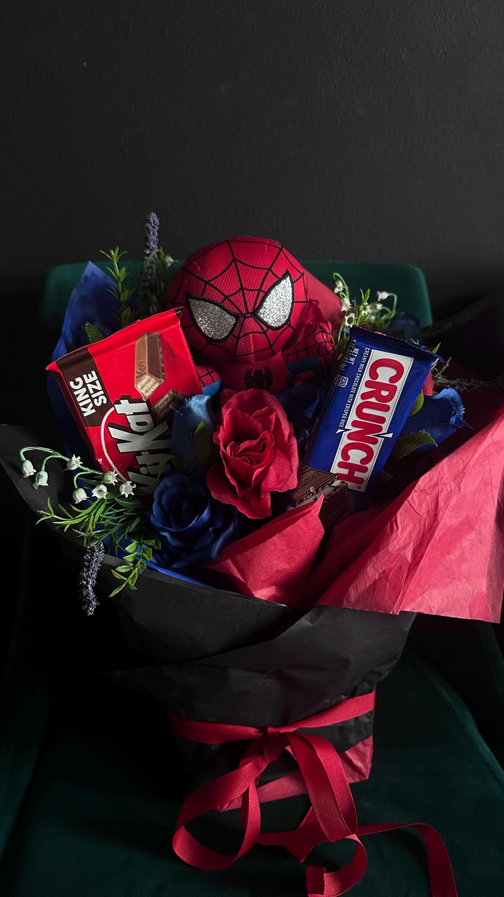 Spider-man Candy Bouquet, Special Occasion Bouquet, Large Spider-man ...