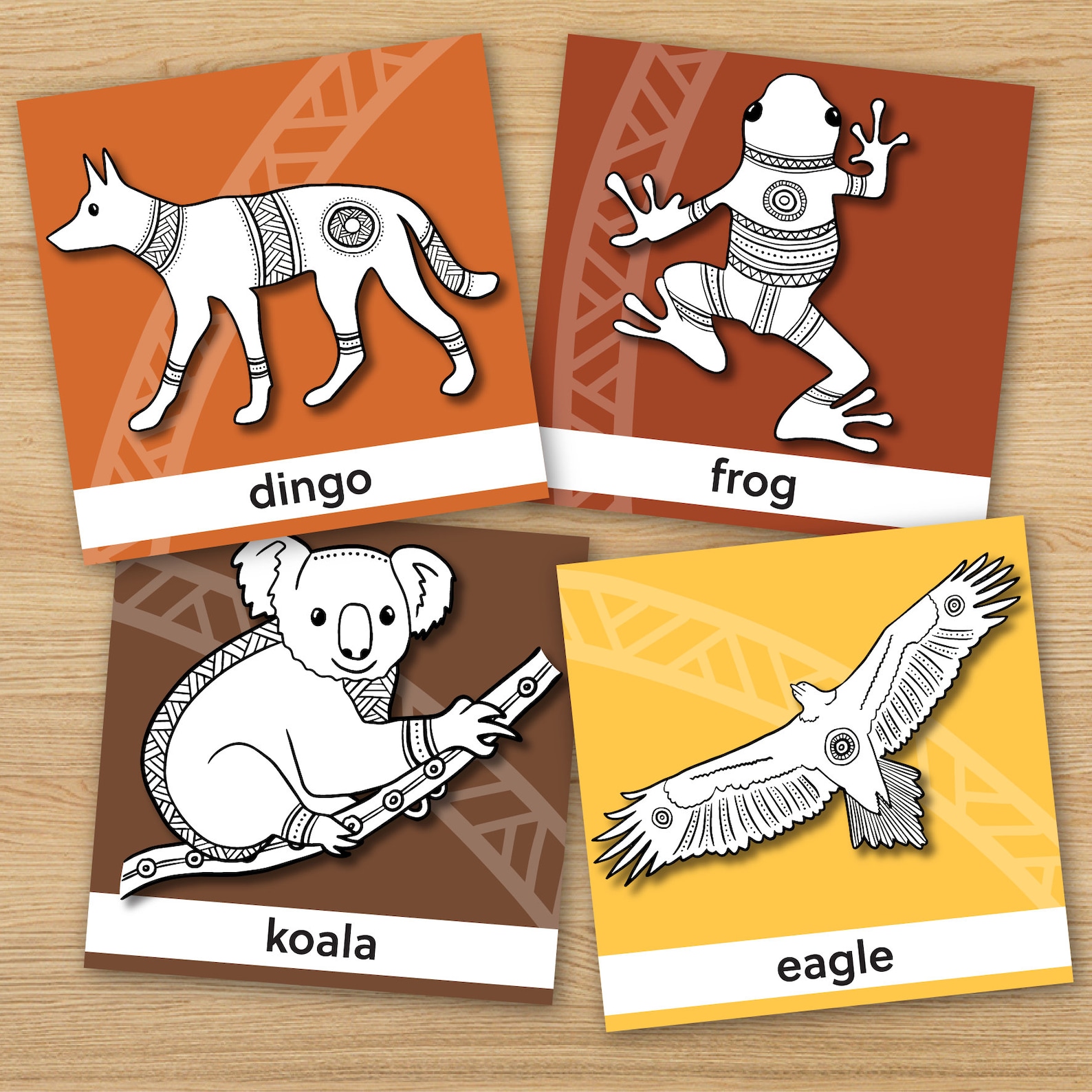 Australian Aboriginal Animal Cards Digital Download Printables - Etsy