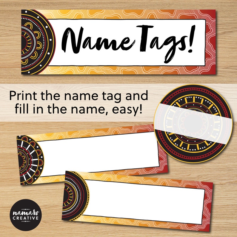 Australian Aboriginal Name Tags | Digital Download | Printables | Full ...