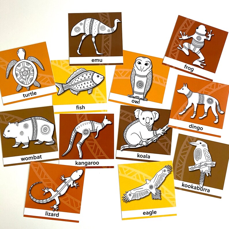 Australian Aboriginal Animal Cards | Digital Download | Printables - Etsy
