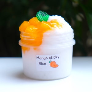 Mango Sticky Rice Slime With Leaf Charm, Sticky Rice and Jellycube Uk ...