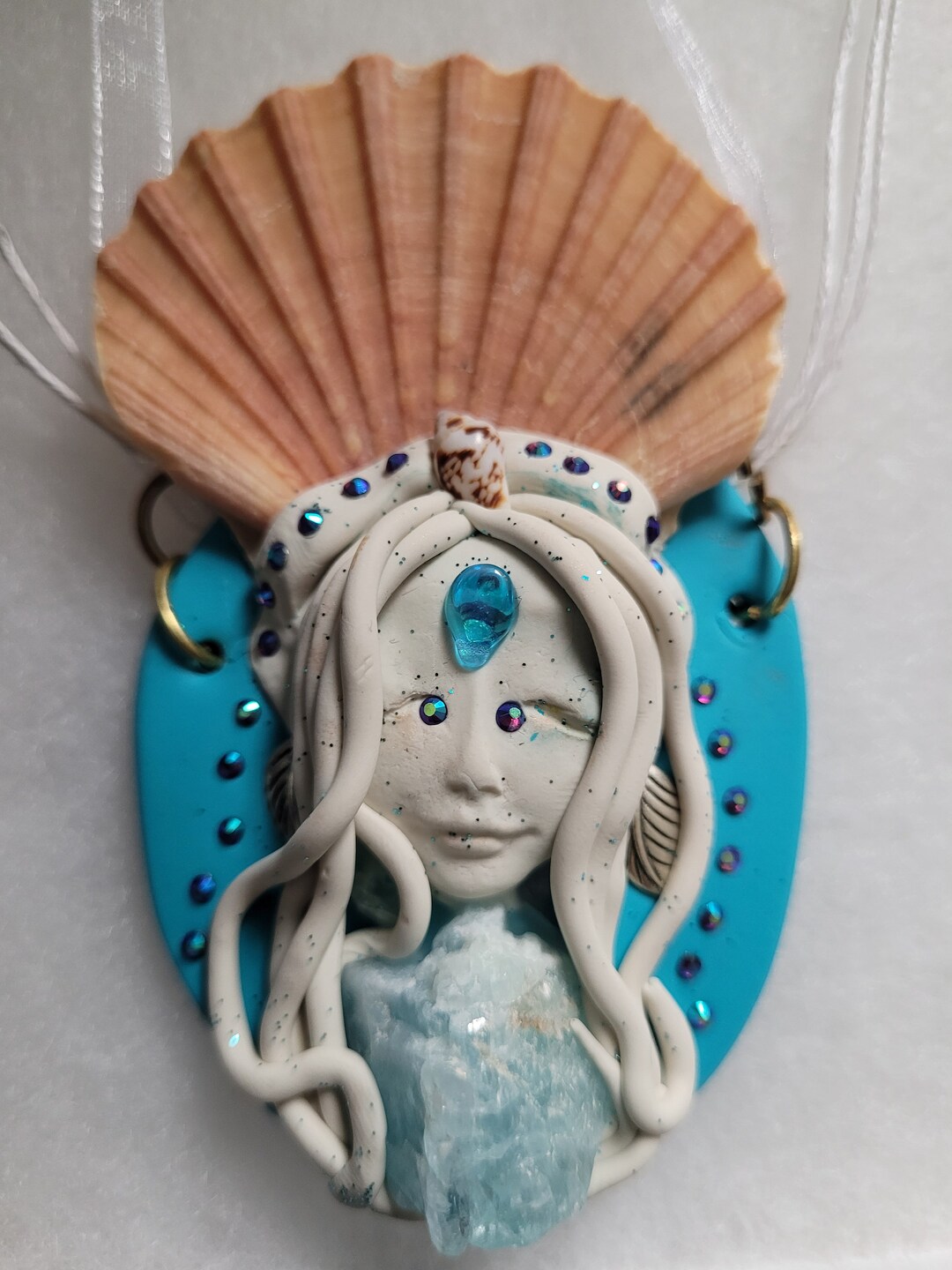 Aquamarine Seashell Summer Sea Goddess Necklace Pendant - Etsy