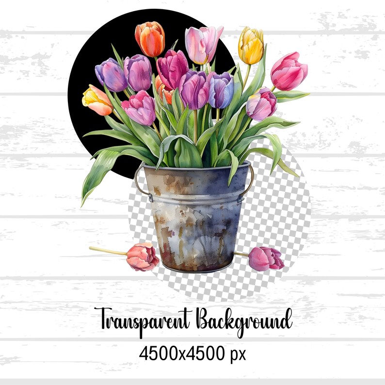 Watercolor Tulips Clipart: Spring Bouquet PNG Downloads - Etsy
