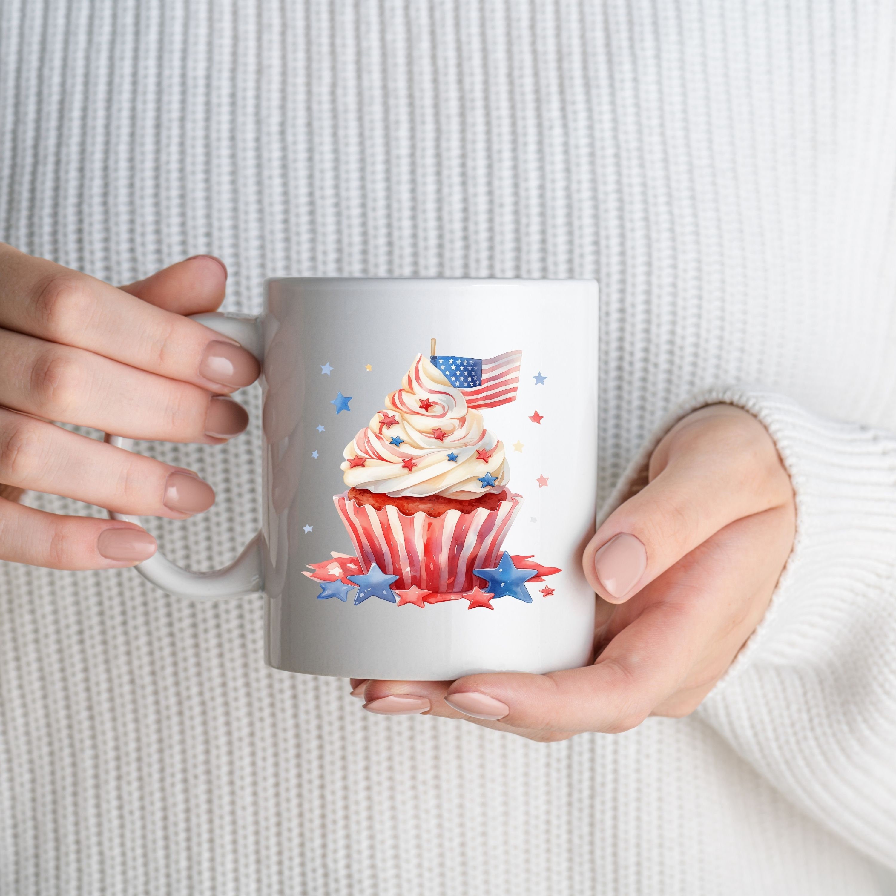 Patriotic Cupcake Clipart, 4th July Cupcakes Clipart Bundle, Red White ...