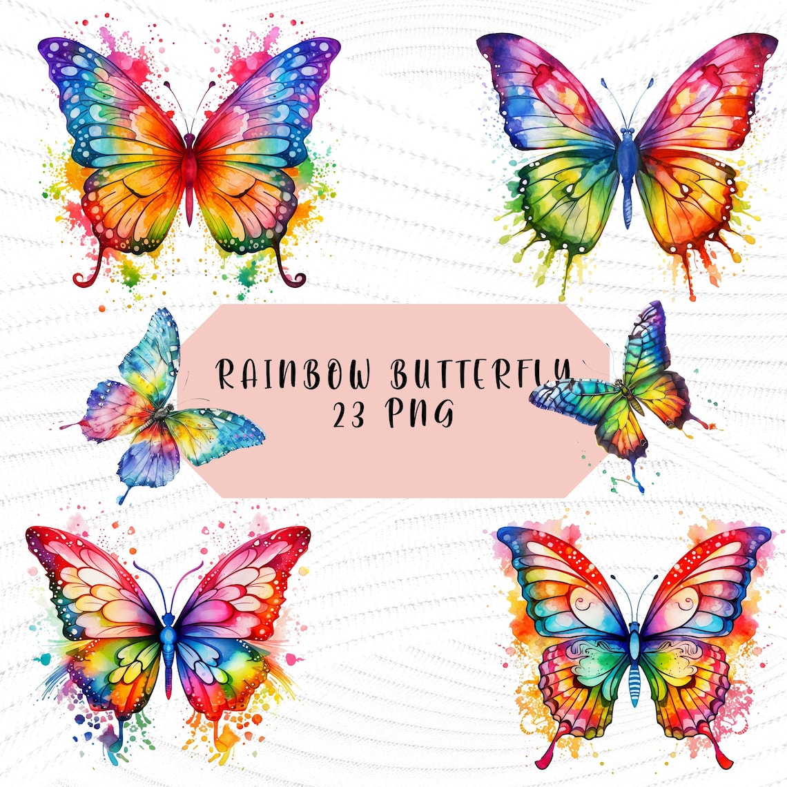 Watercolor Rainbow Butterfly Clipart: Colorful PNG Bundle (23 Files) - Etsy