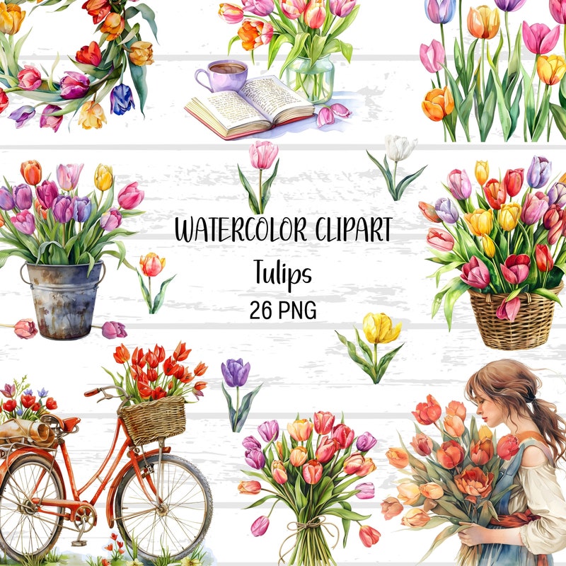 Watercolor Tulip - Etsy