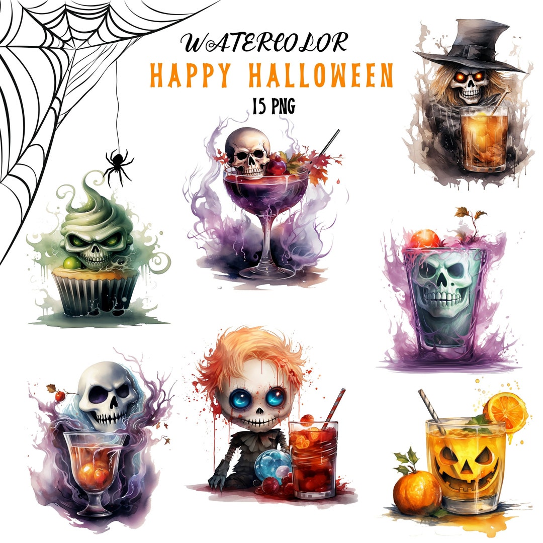 Halloween Cocktail Clipart, Halloween Drink Clipart, Spooky Halloween ...