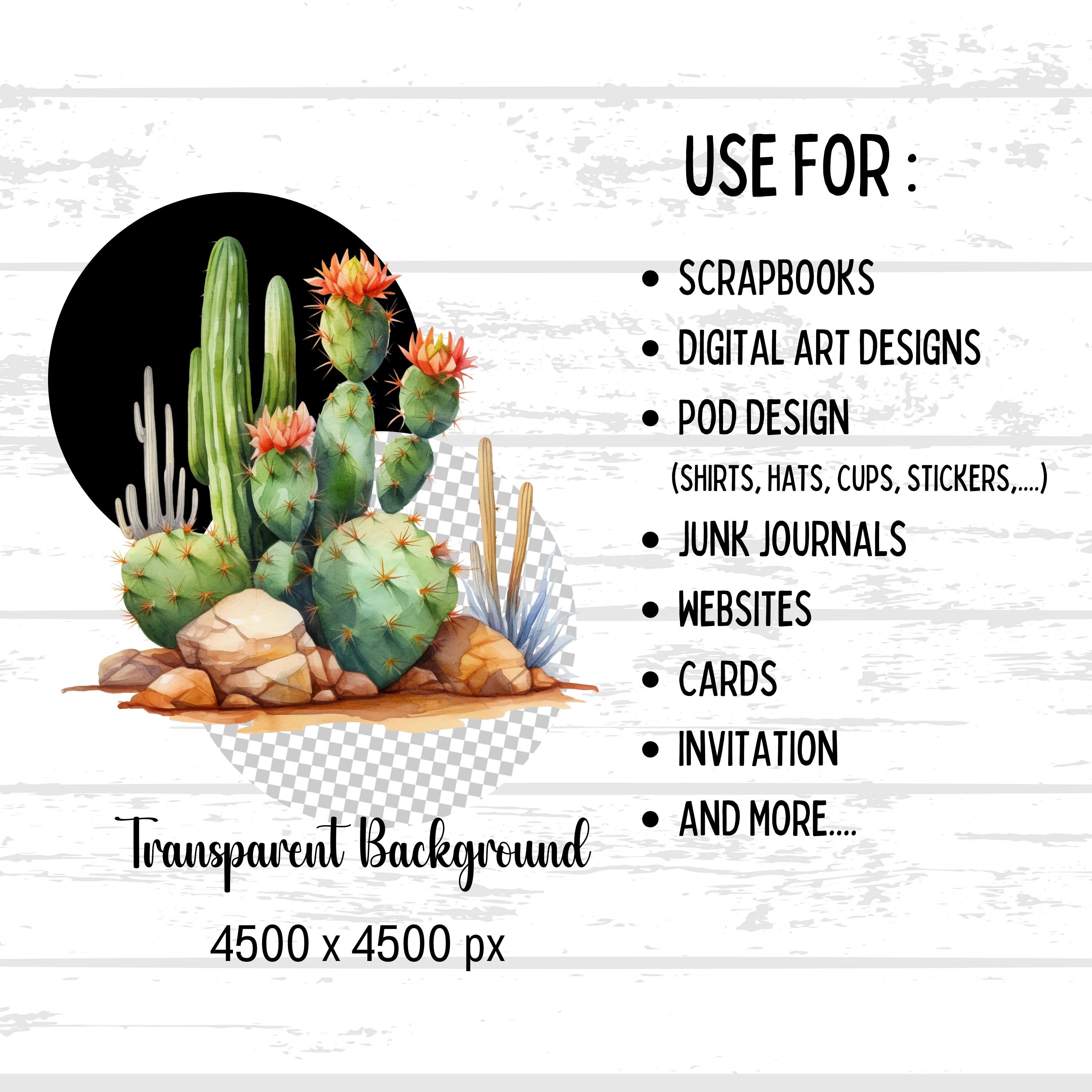 Watercolor Cactus Clipart: Desert Landscape PNG (digital Download) - Etsy