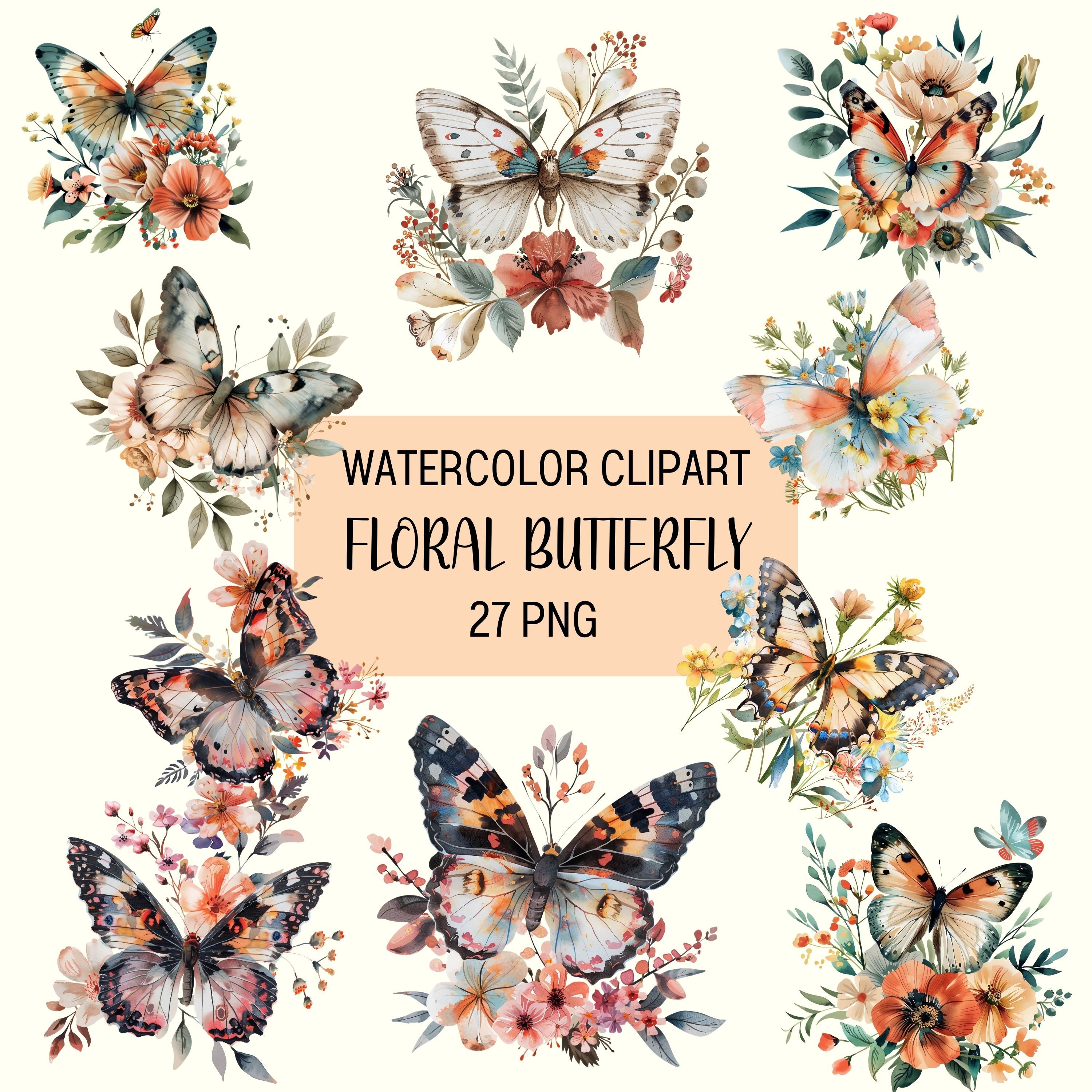Watercolor Butterflies Clipart, Flowers Butterfly PNG Clipart, Colorful ...