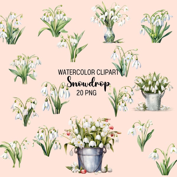 Watercolor Snowdrops - Etsy
