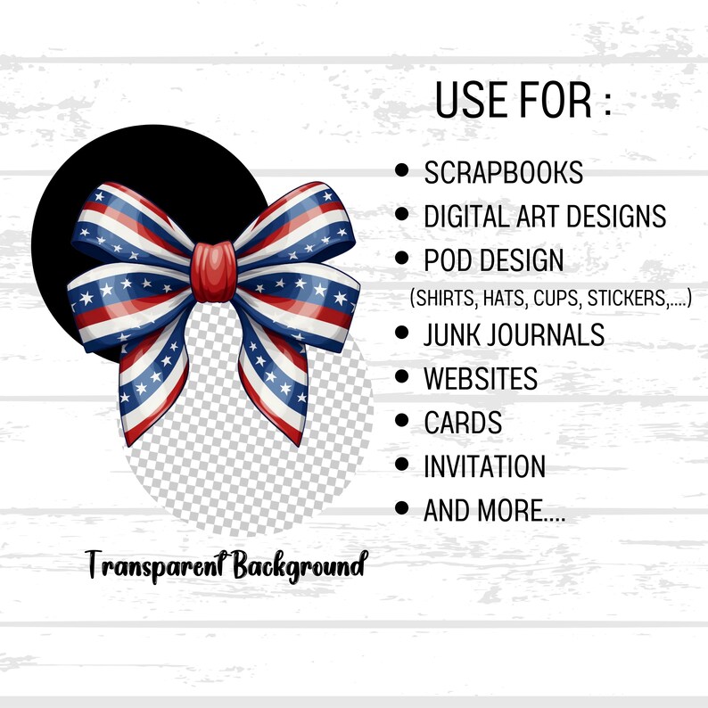 Patriotic Coquette Bow Clipart: 4th of July PNG (digital Download) - Etsy